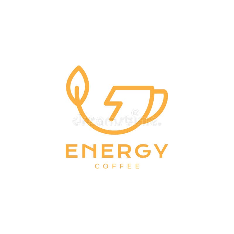 Cup Coffee Tea Leaf Energy Logo Design Stock Vector - Illustration of ...