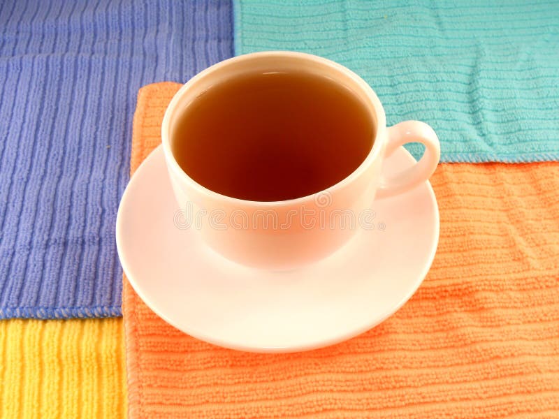 Cup of Coffee (tea) on White Plate Stock Photo - Image of morning ...