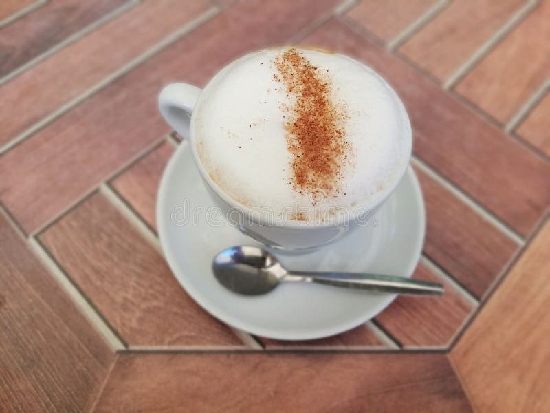 Cup of Coffee with Teaspoon on the Table Stock Image - Image of bean ...