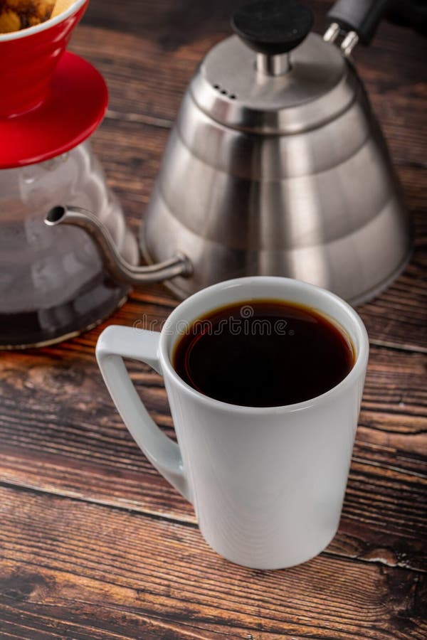 A Cup of Coffee and Third Generation Pour Over Coffee Brewing Equipment ...