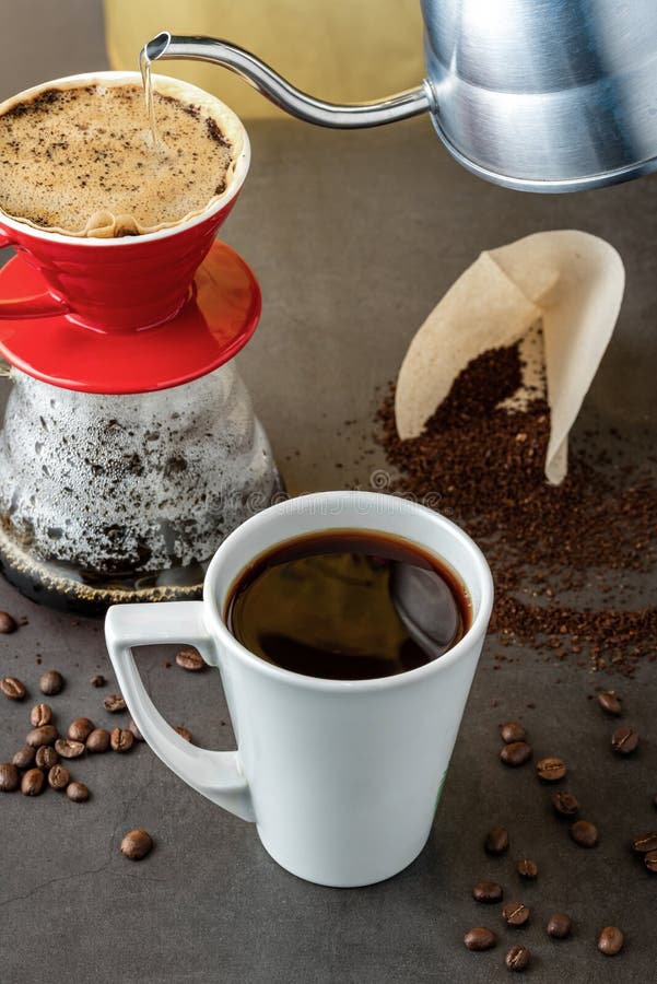 A Cup of Coffee and Third Generation Pour Over Coffee Brewing Equipment ...