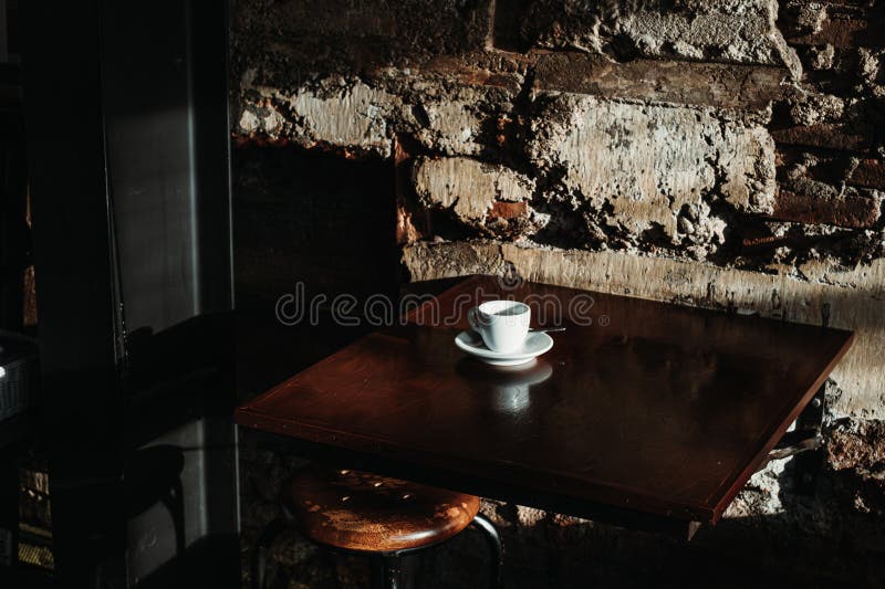 A Cup of Coffee in a Vintage Rustic Coffee Shop Stock Photo - Image of ...