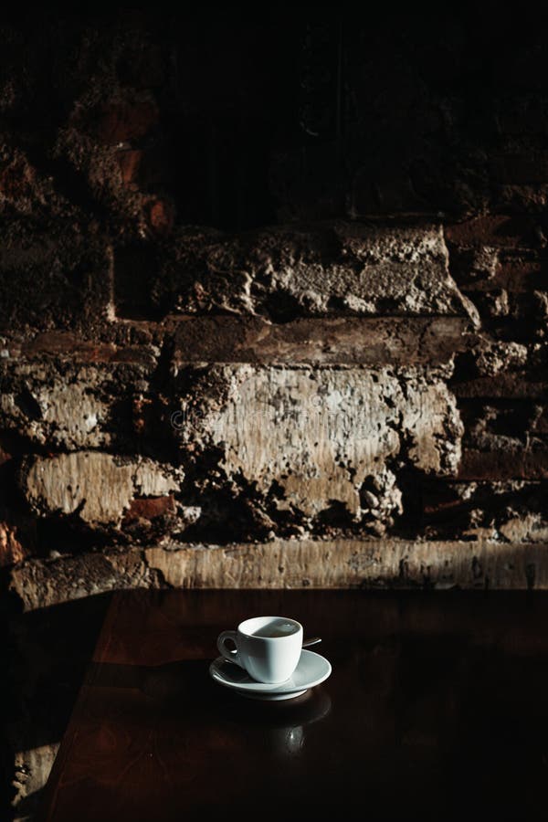 A Cup of Coffee in a Vintage Rustic Coffee Shop Stock Photo - Image of ...