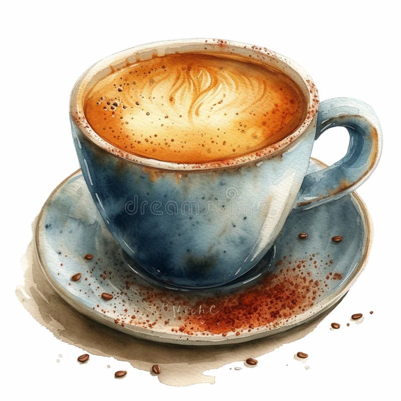 Cup of Coffee on White Background.. Cartoon. Drawing. Stickers. Square ...