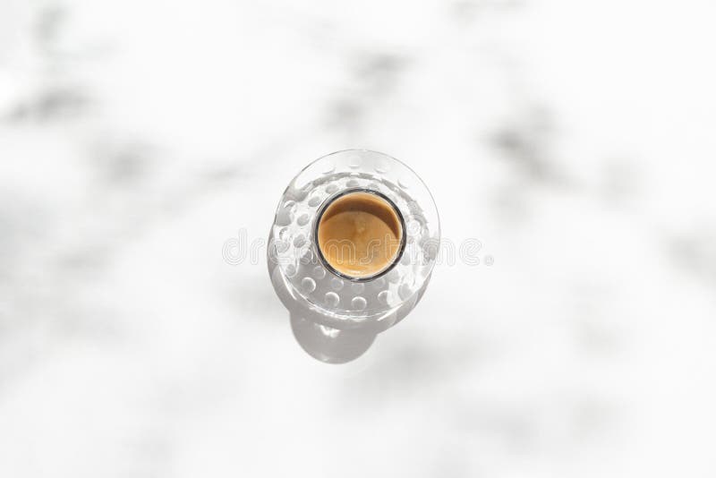 Cup Coffee White Background Palm Tree Leaf Shadow Top View Stock Photos ...