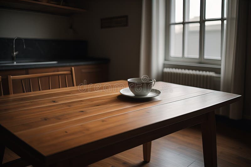Cup of Coffee on a Wooden Table in a Modern Kitchen. Generative Ai ...