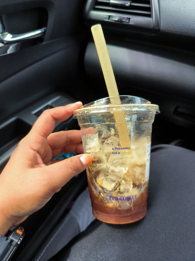 A Cup of Cold Coffee in a Car To Enjoy Your Day Editorial Image - Image ...