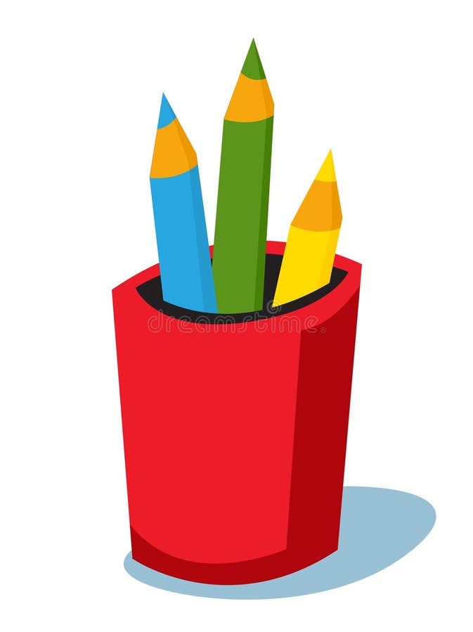 A Cup with Colored Pencils. Isolated Image Stock Vector - Illustration ...