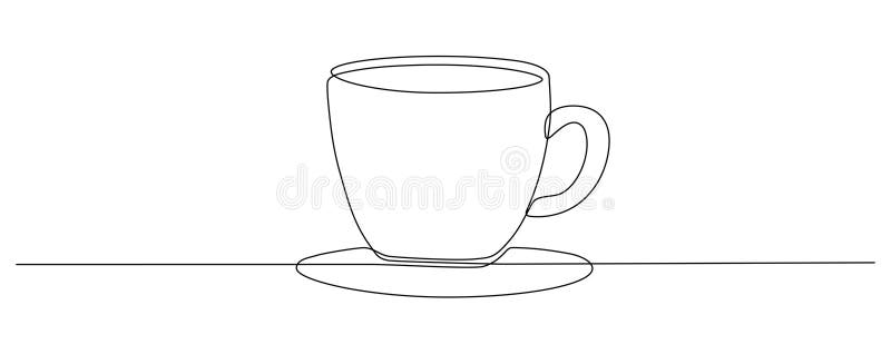 Cup Continuous Line Drawing. Stock Vector - Illustration of vector ...