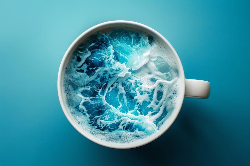 A Cup with Crushing Ocean Waves Inside from Above Stock Photo - Image ...