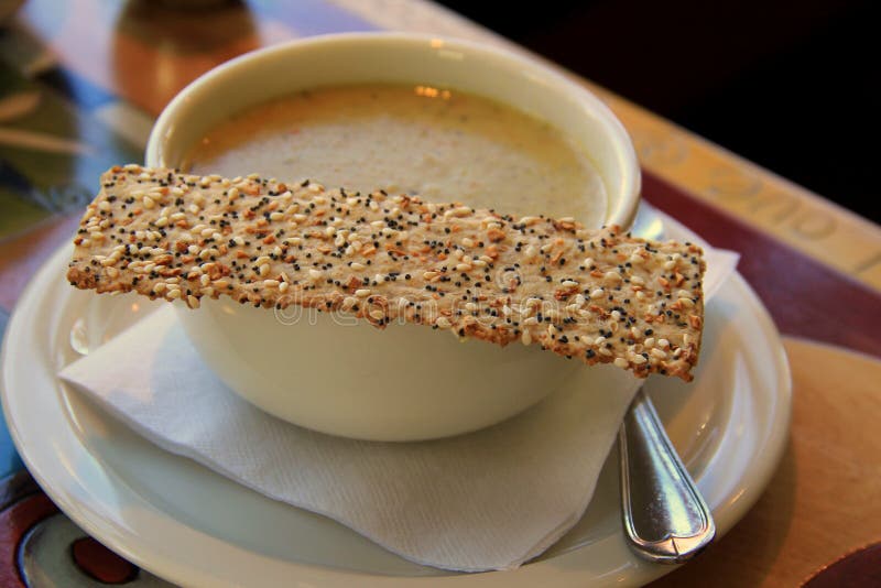 Cup of delicious chowder stock image. Image of recipe - 37009619