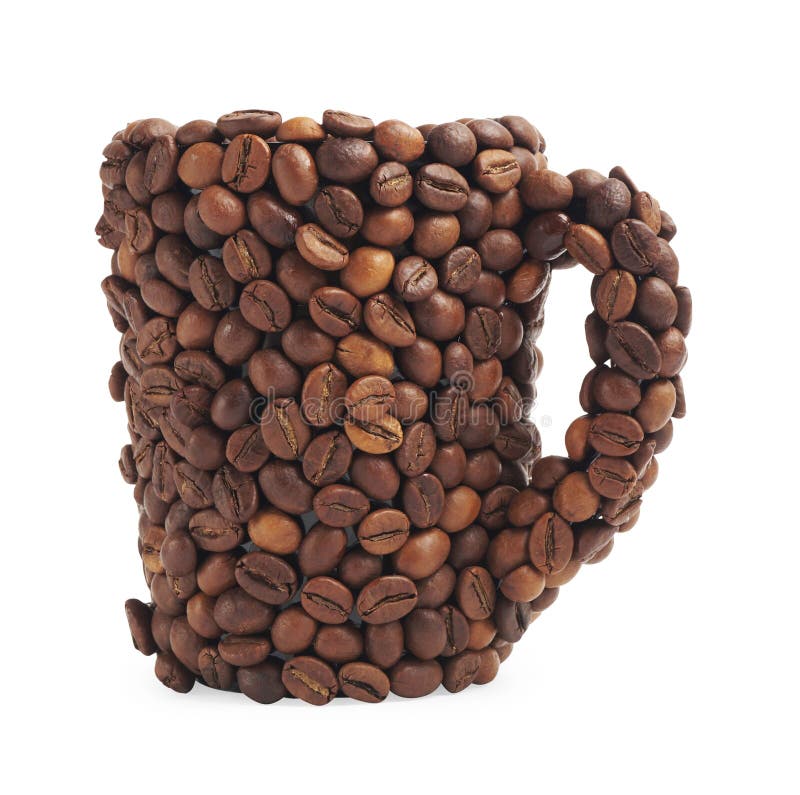 Cup of Drink, Composition Made with Coffee Beans Isolated on White ...
