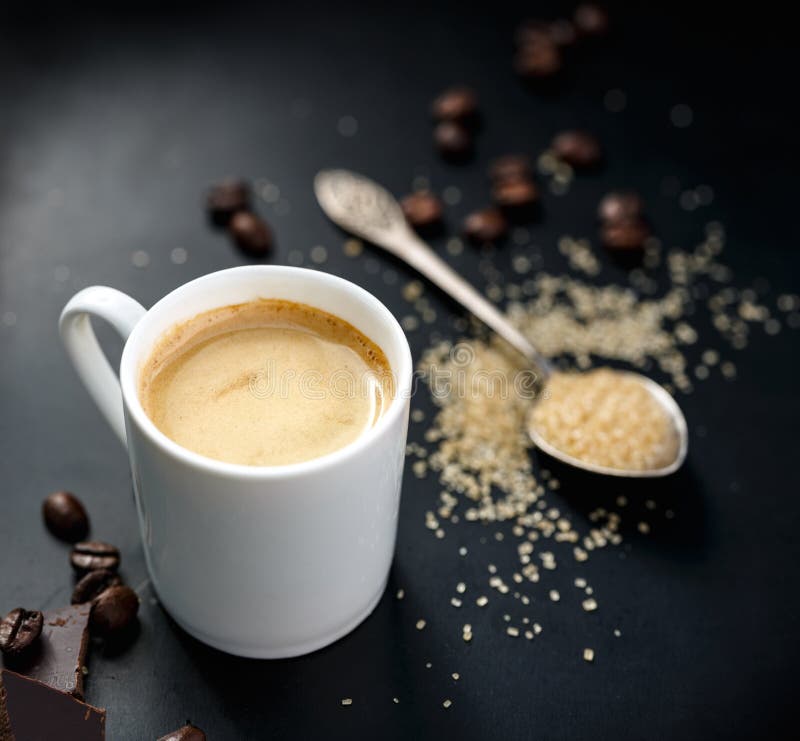 A Cup of Espresso Coffee on a Black Background Stock Photo - Image of ...