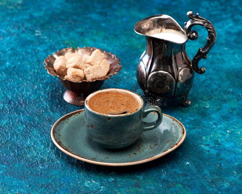 Cup Espresso Coffee with Milk and Sugar Stock Image - Image of drink ...