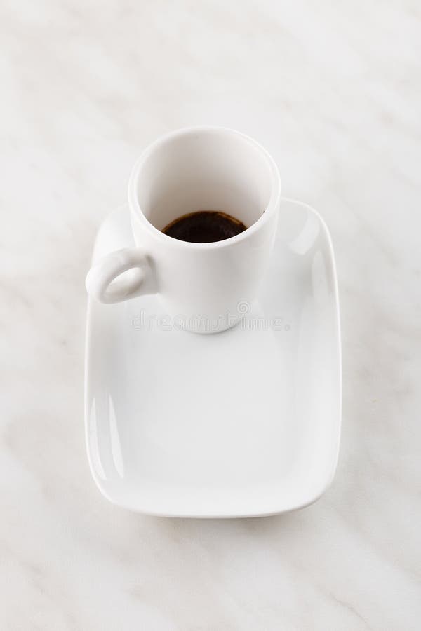 Cup of Espresso Coffee on Plate on White Table. Copy Space Stock Image ...