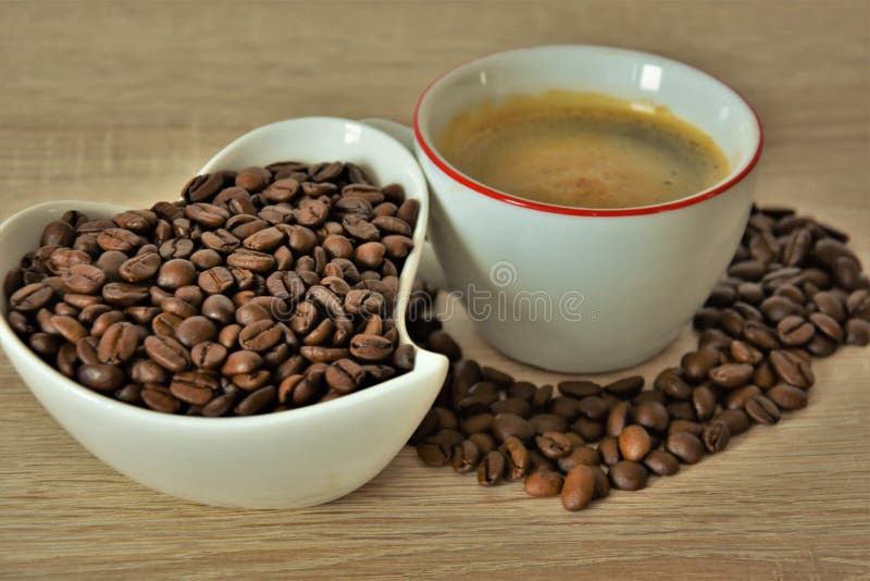 Cup of Espresso and Roasted Coffee Beans Stock Photo - Image of fresh ...