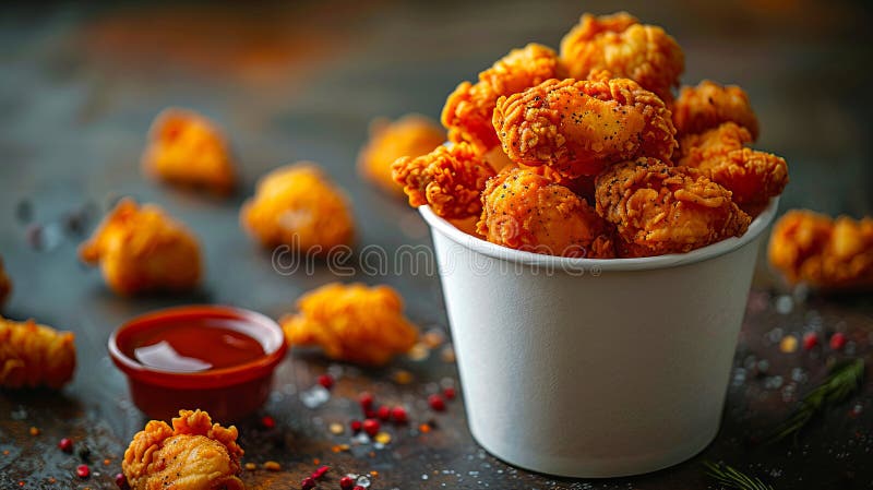 A Cup Filled with Fried Chicken Nuggets Stock Photo - Image of bowl ...