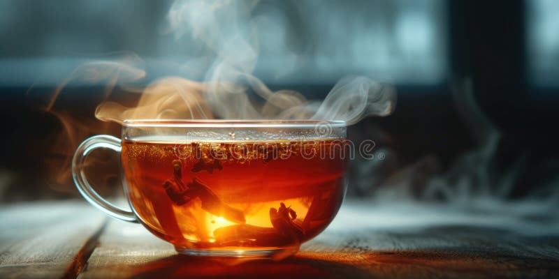 A Cup of Tea with Steam Rising Stock Photo - Image of infuser, routine ...