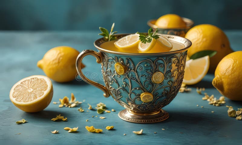 Cup Filled with Lemons and Lemon Slices Stock Image - Image of yellow ...