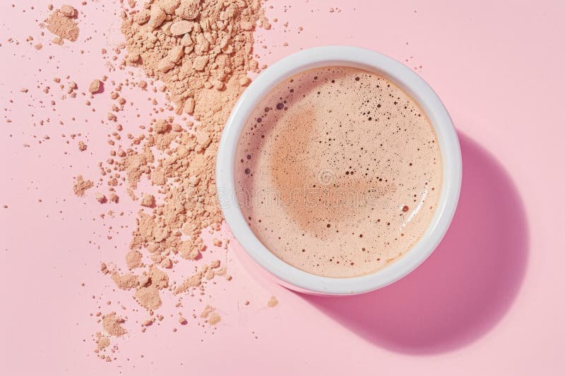 A Cup Filled with Powder on a Pink Surface Stock Image - Image of white ...