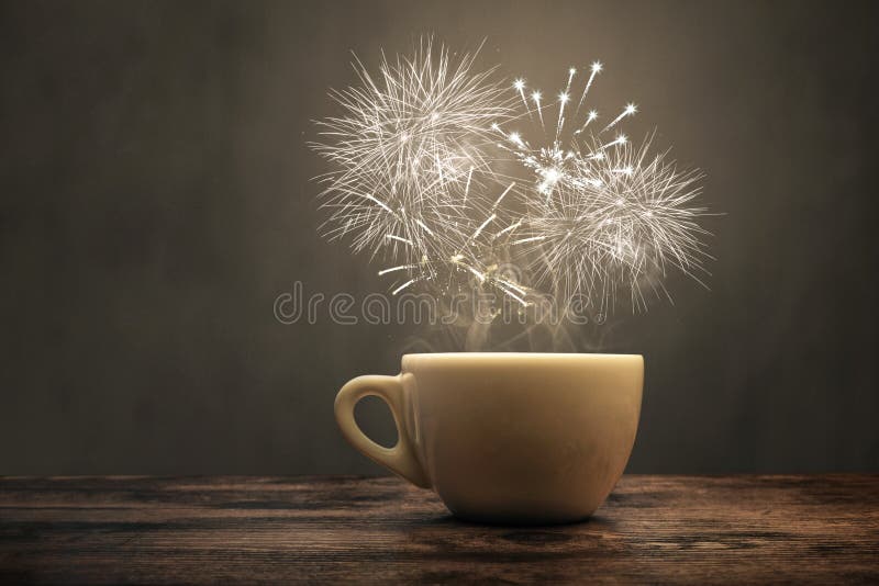 A Cup with Fireworks Over it Stock Image - Image of scene, glow: 176544919