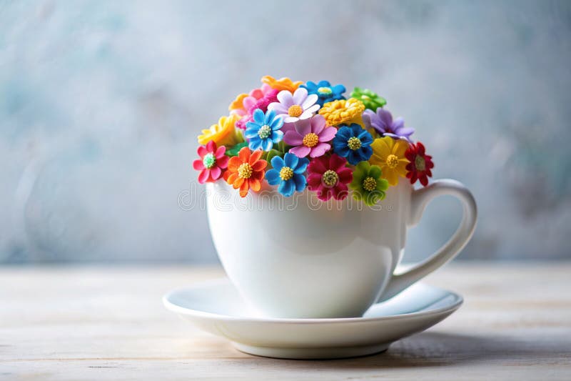 Cup with Flowers. Porcelain White Cup with Small Flowers Stock ...