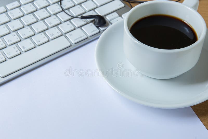 Cup of Fragrant Coffee and Keyboard Editorial Image - Image of coffee ...