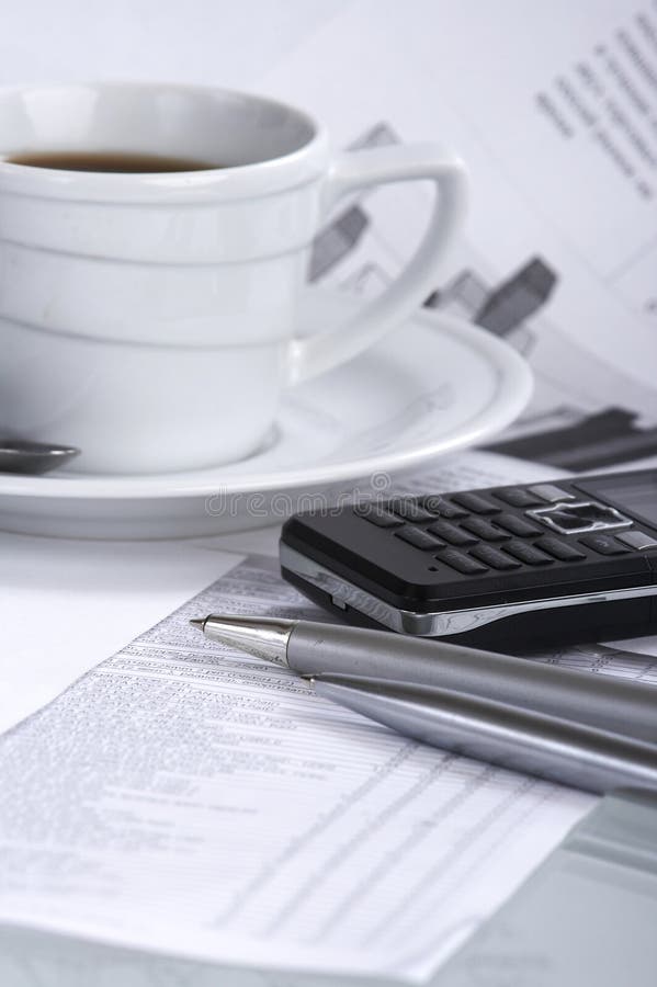 Cup of Fragrant Coffee on a Morning Paper Business Stock Photo - Image ...