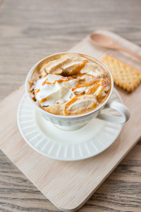 Cup of a Fresh Caramel Latte with Whipped Cream, Stock Image - Image of ...