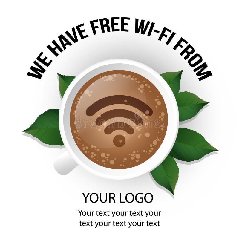 Cup of Fresh Coffee with Internet Wireless Advertisment Stock Vector ...