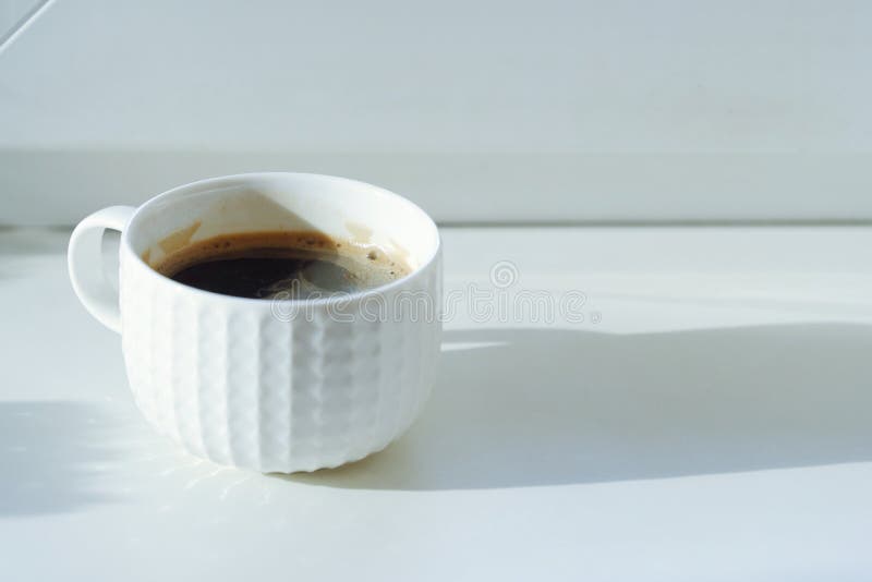 Cup of Fresh Coffee on a Sunny Windowsill Stock Photo - Image of ...