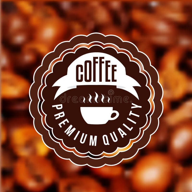 Cup of Fresh Hot Coffee with Scent Vector Label on the Blur Cof Stock ...