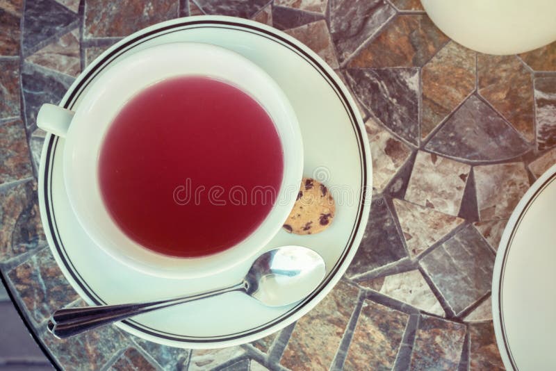 Cup of Fruit Tea on a Table. Top View Stock Image - Image of fruit ...