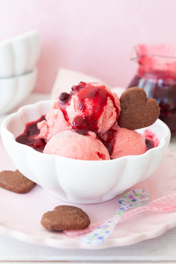 Cup of fruity ice cream stock photo. Image of raspberry - 149615290