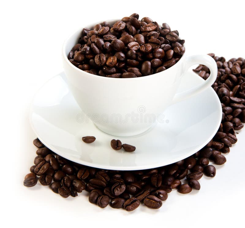Cup full of coffee beans stock photo. Image of heat, ingredient - 18266178