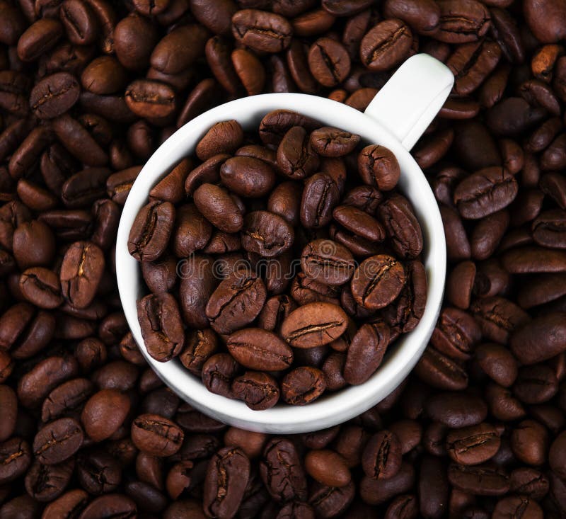 Cup full of coffee beans stock image. Image of color - 116515219