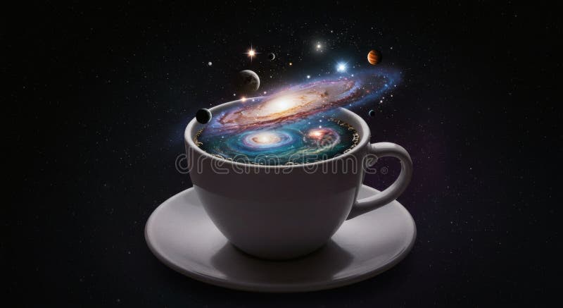 Cup of Galaxy Coffee with Planets and Stars in Outer Space Stock ...
