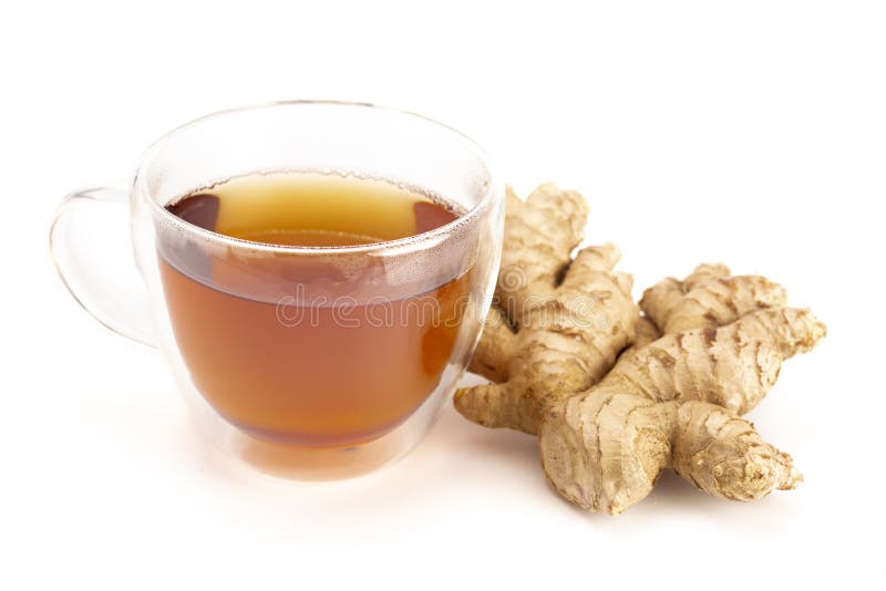 Cup of Ginger Root Tea on a White Background Stock Image - Image of ...