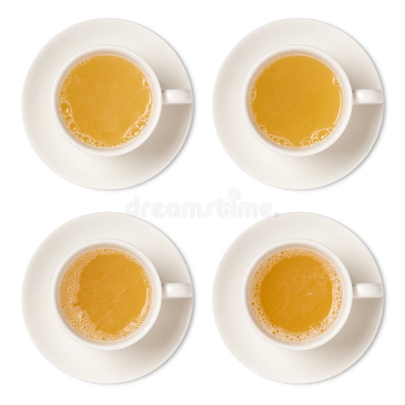 Cup of Ginger Tea Assortment Isolated on White Background Top View ...
