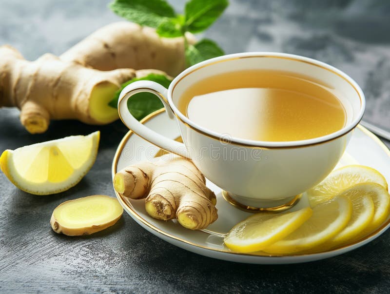 Cup of Ginger Tea with Honey and Lemon, Hot Tea with Lemon and Ginger ...