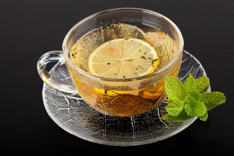 Cup of Green Tea with Lemon and Mint Stock Image - Image of culture ...