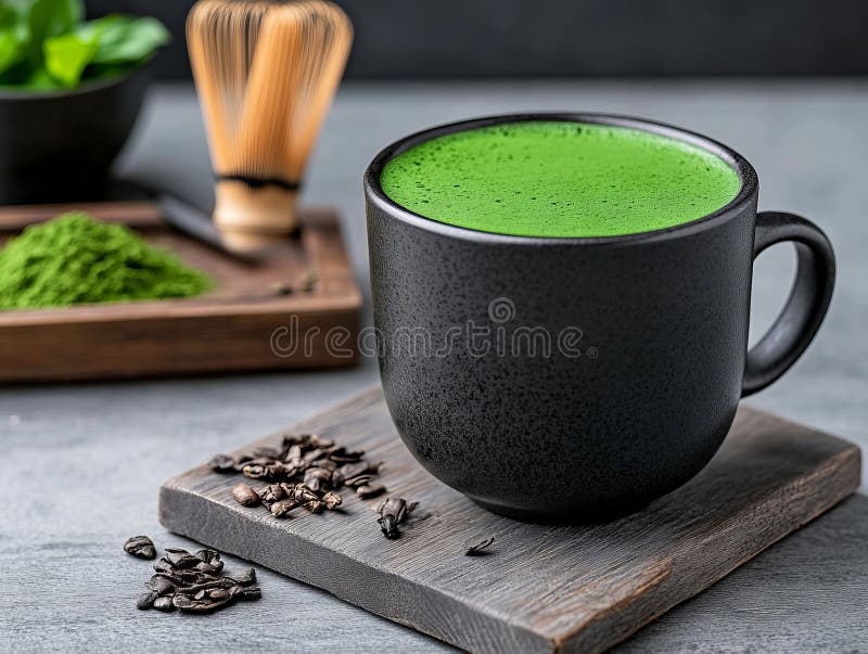 A Cup of Green Tea with a Matcha Powder in it Stock Image - Image of ...