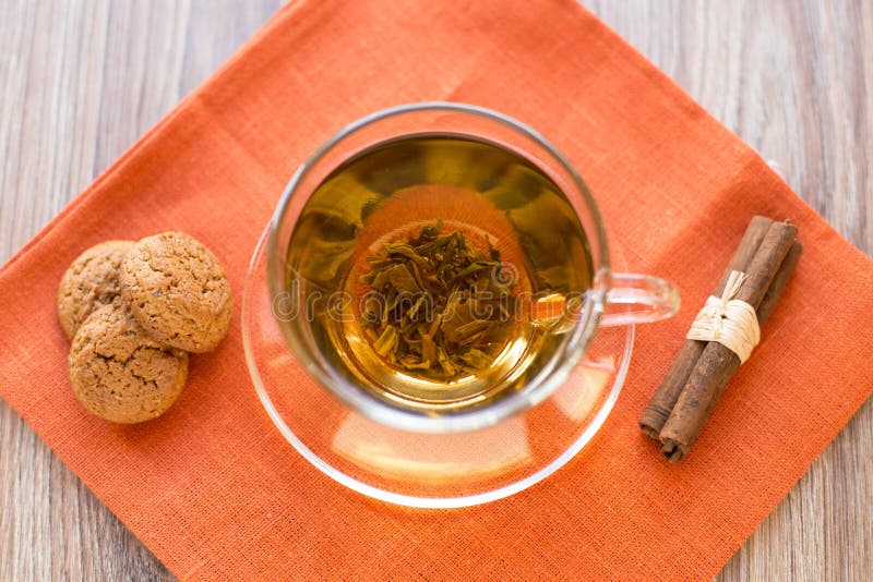 Cup with green tea stock photo. Image of orange, aroma - 33561696