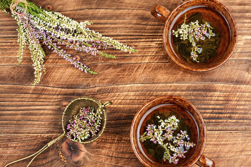 A Cup of Heather Tea on a Table Stock Photo - Image of blossom ...