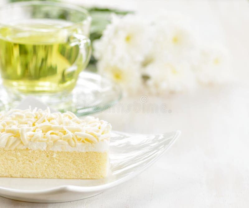 Cup of Herbal Tea and Fresh Cake Stock Photo - Image of gourmet ...