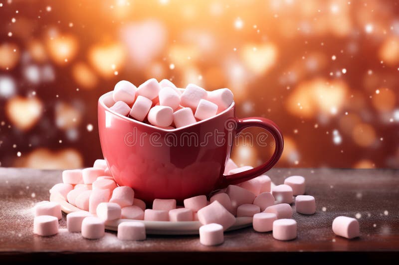 A Cup of Hot Cocoa with Heart Shaped Marshmallows Valentine Day ...