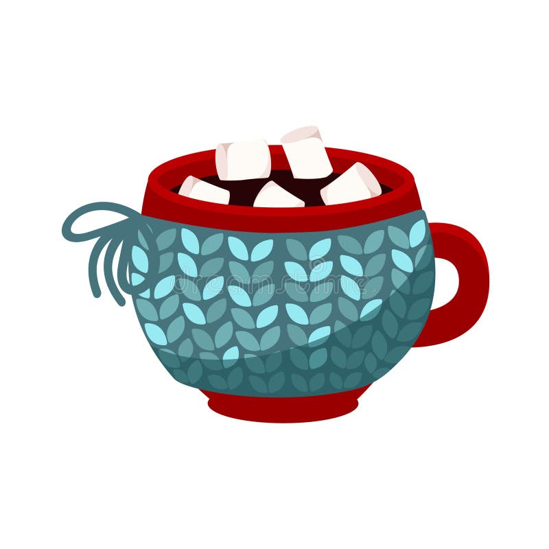 A Cup of Hot Cocoa with Marshmallows .Winter Hot Drink in a Red Mug ...