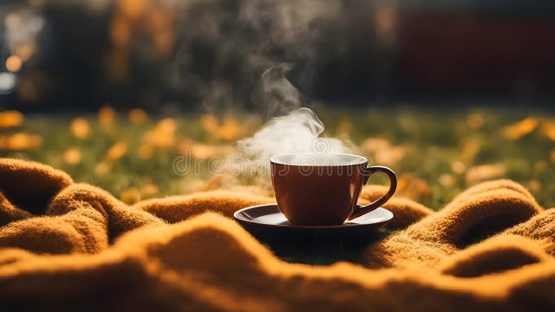 Cup of Hot Coffee on the Background Autumn Leaves. Autumn Concept ...