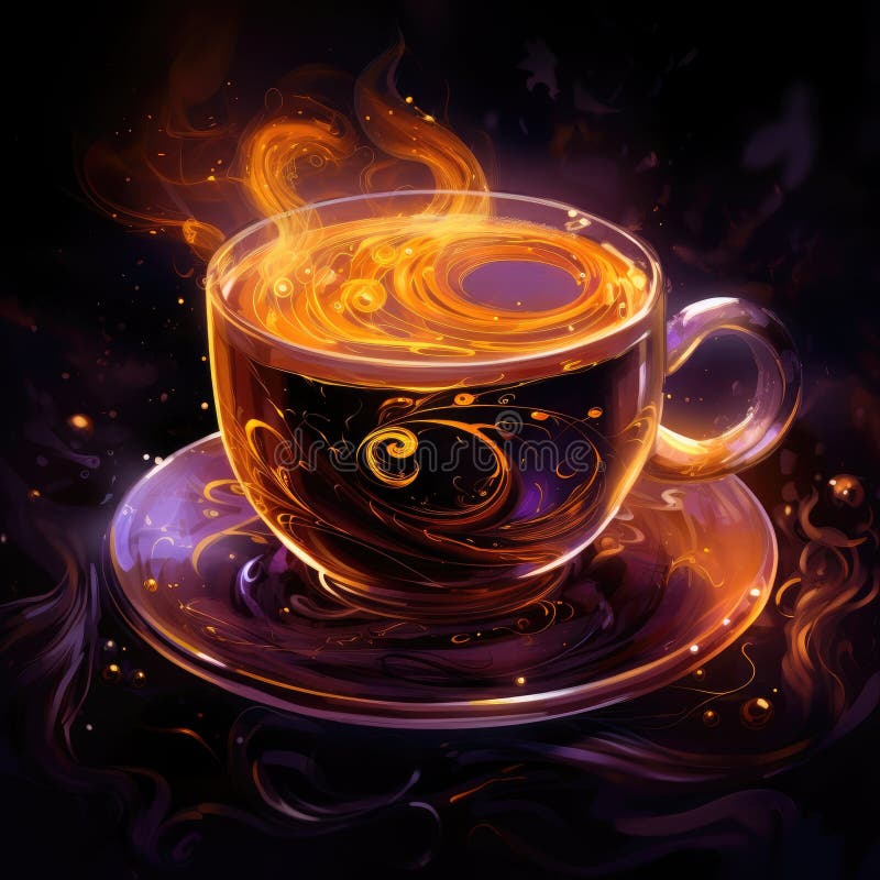 A Cup of Hot Coffee with Flames Stock Illustration - Illustration of ...