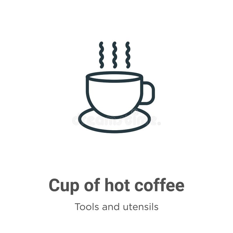 Cup Of Hot Coffee Outline Vector Icon Thin Line Black Cup Of Hot